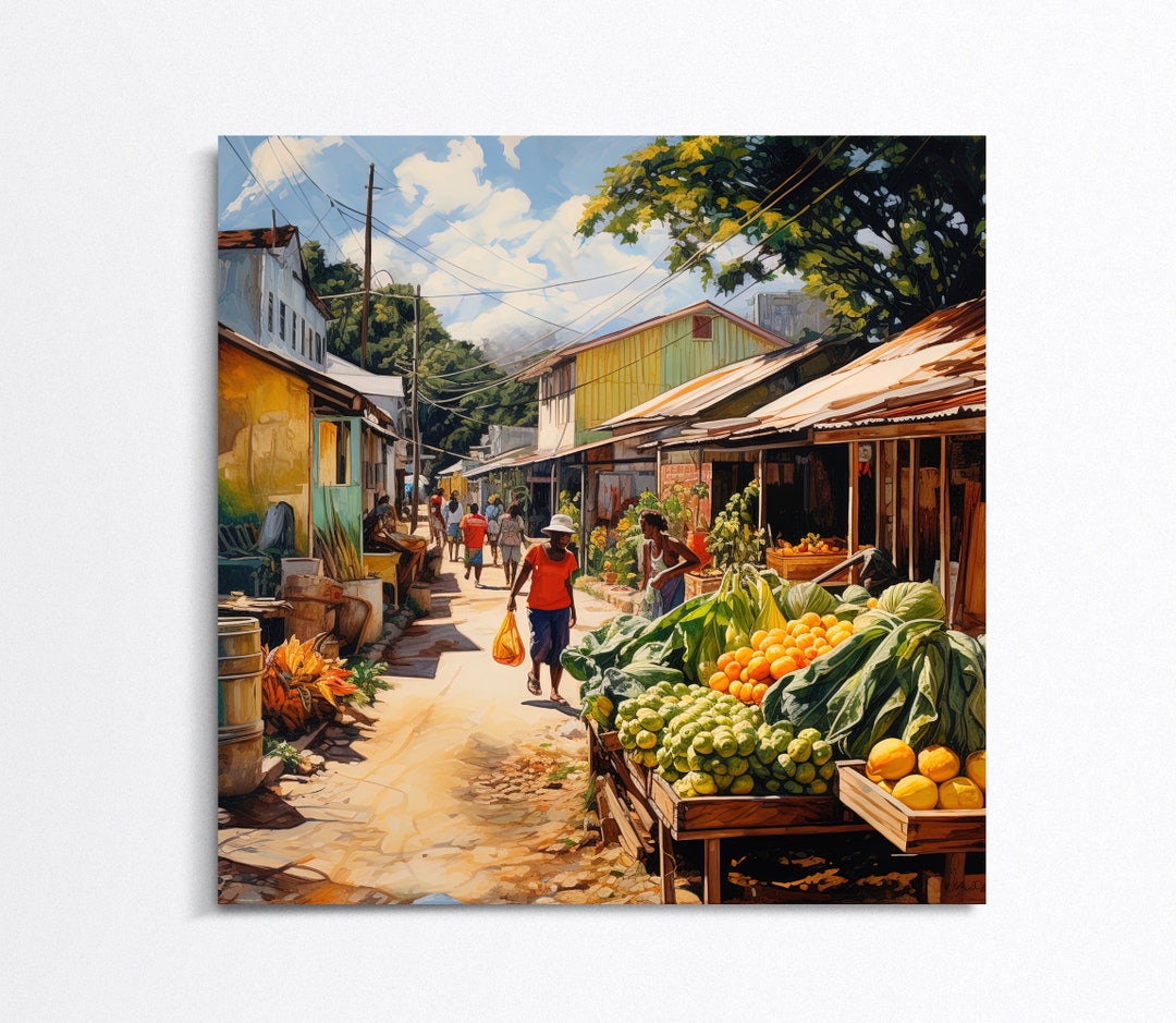 African Vegetable Market Painting, African Decor, African Street ...