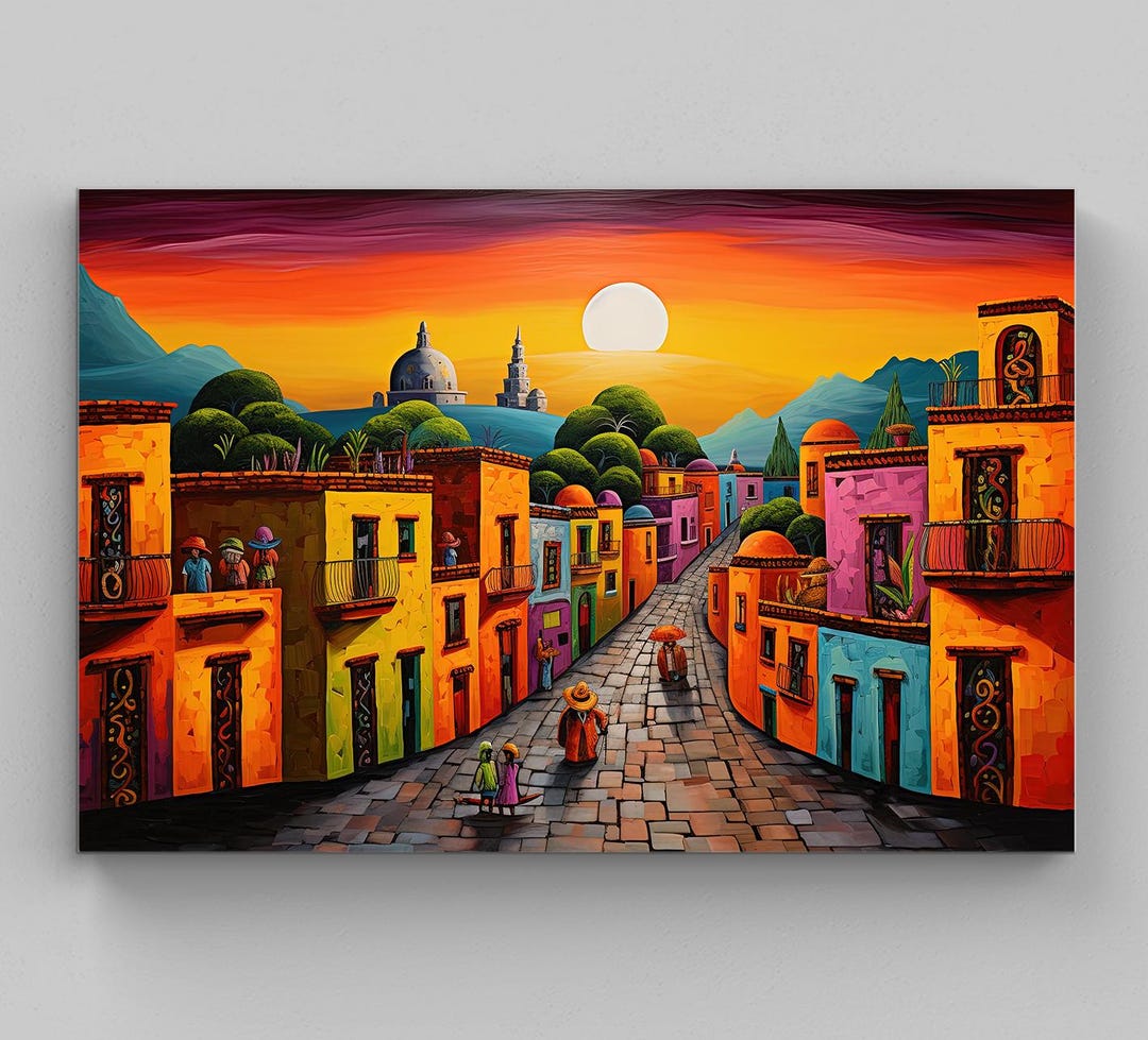 Mexican Oil Painting, Modern Mexican Wall Art Decor, Colorful Art Print ...