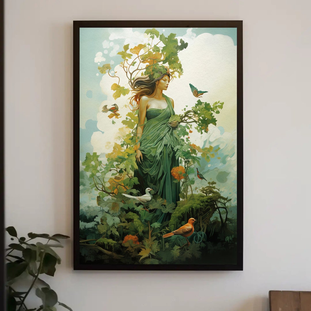 Nature Lady Abstract Painting, Nature Lover Wall Art, Forest Lover ...