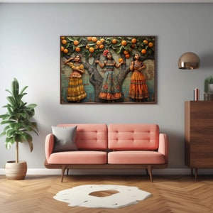 Three Mexican Woman Under Orange Tree 3D Illusion Wall Decor Mexican ...