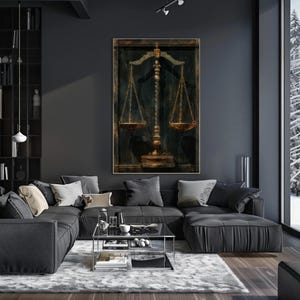 Scales of Justice Painting Canvas | Elegant Legal Decor | Framed ...