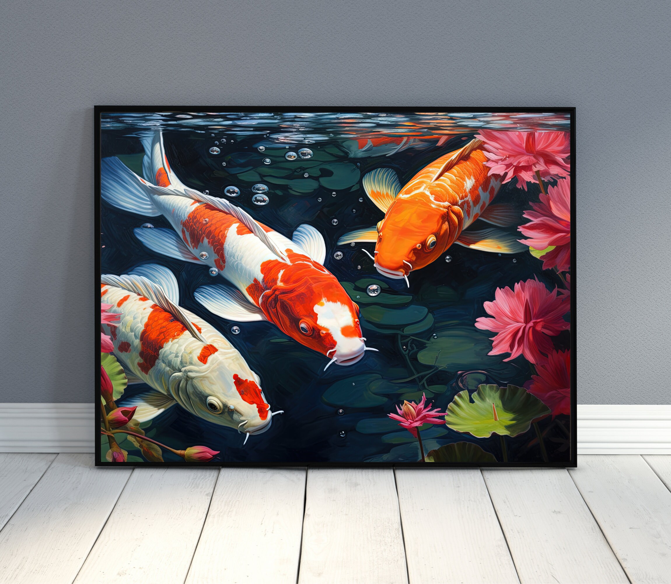 Koi Fish Pond Wall Art Koi Fish Art Koi Fish Canvas Prints - Etsy