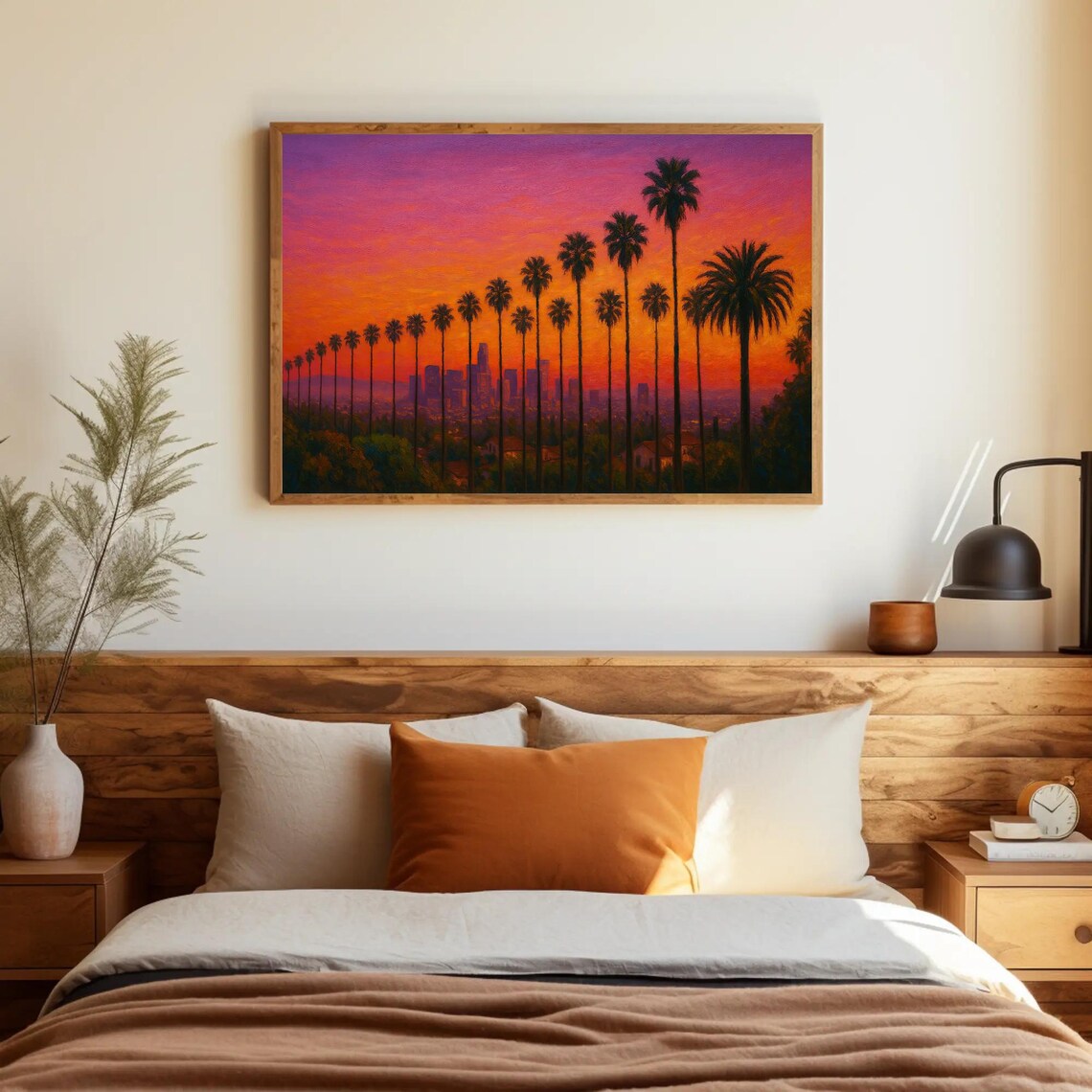 Los Angeles Sunset Canvas Print: Palm Trees & Cityscape Wall Art - Etsy