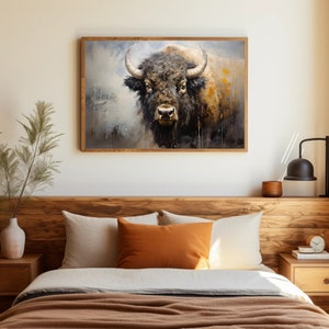 Bison American Buffalo Wall Art, Minimal Animal Prints, Abstract ...