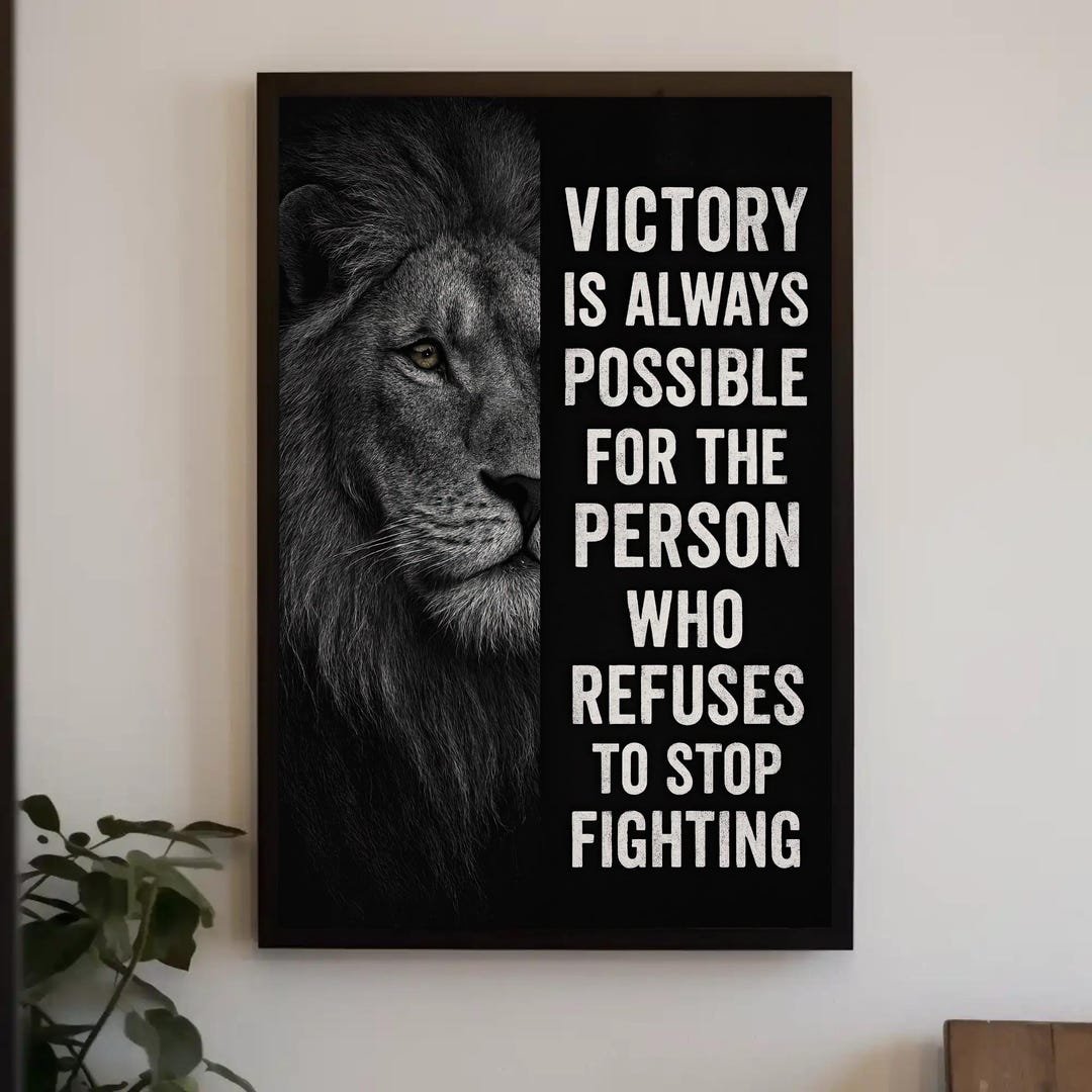 Lion Motivational Quote Canvas Print, Extra Large Gym Wall Art for Men ...