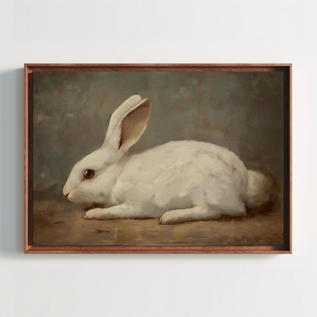 Vintage White Rabbit Inn Canvas Print, Rustic Cottagecore Wall Art ...