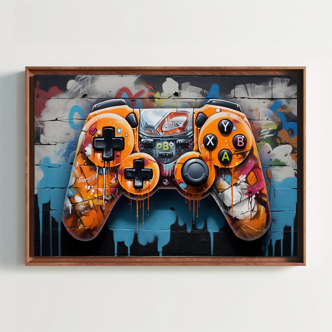 Game Controller Art, Graffiti Game Controller, Rainbow Fire Controller ...