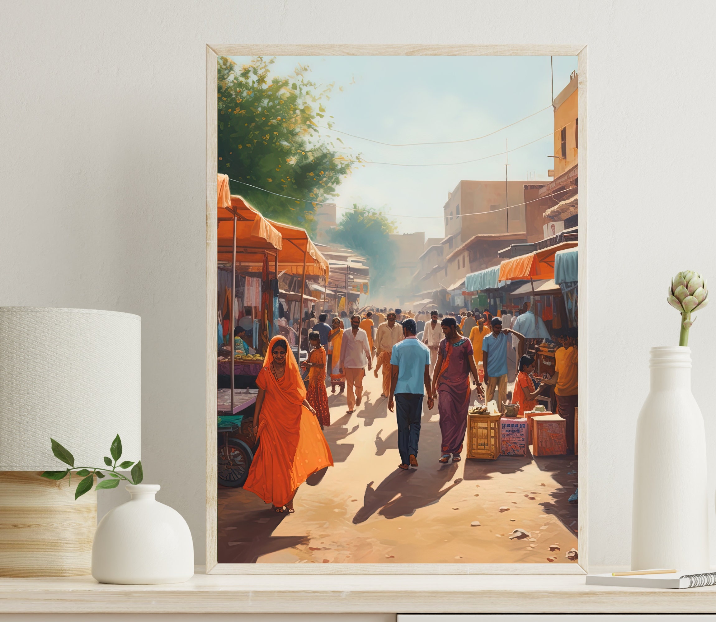Indian Market Scene Painting