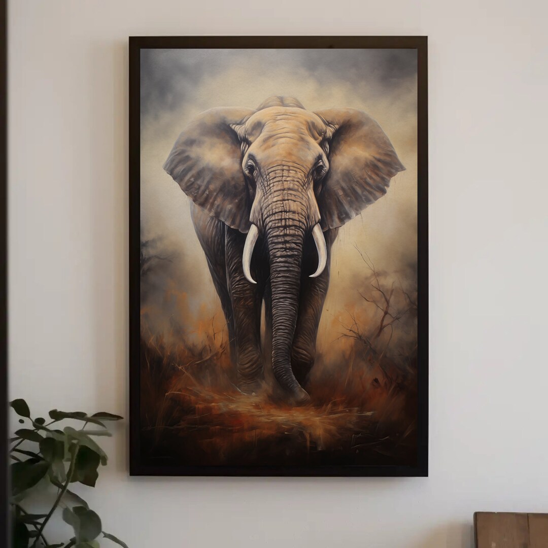 African Elephant Extra Large Canvas Print | Elephant Abstract Painting ...