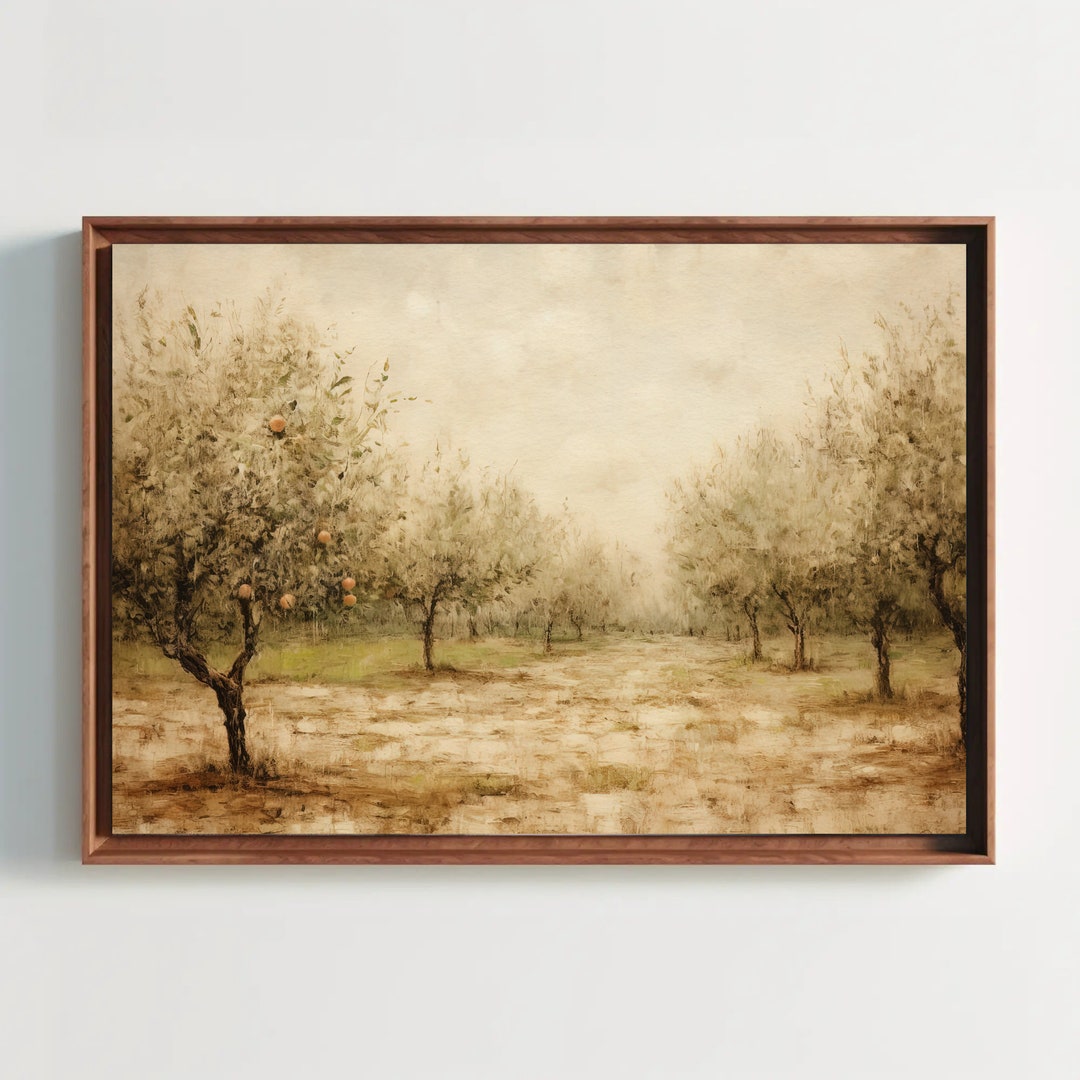 Autumn Apple Orchard Trees Painting Large Canvas Painting Rustic Wall ...