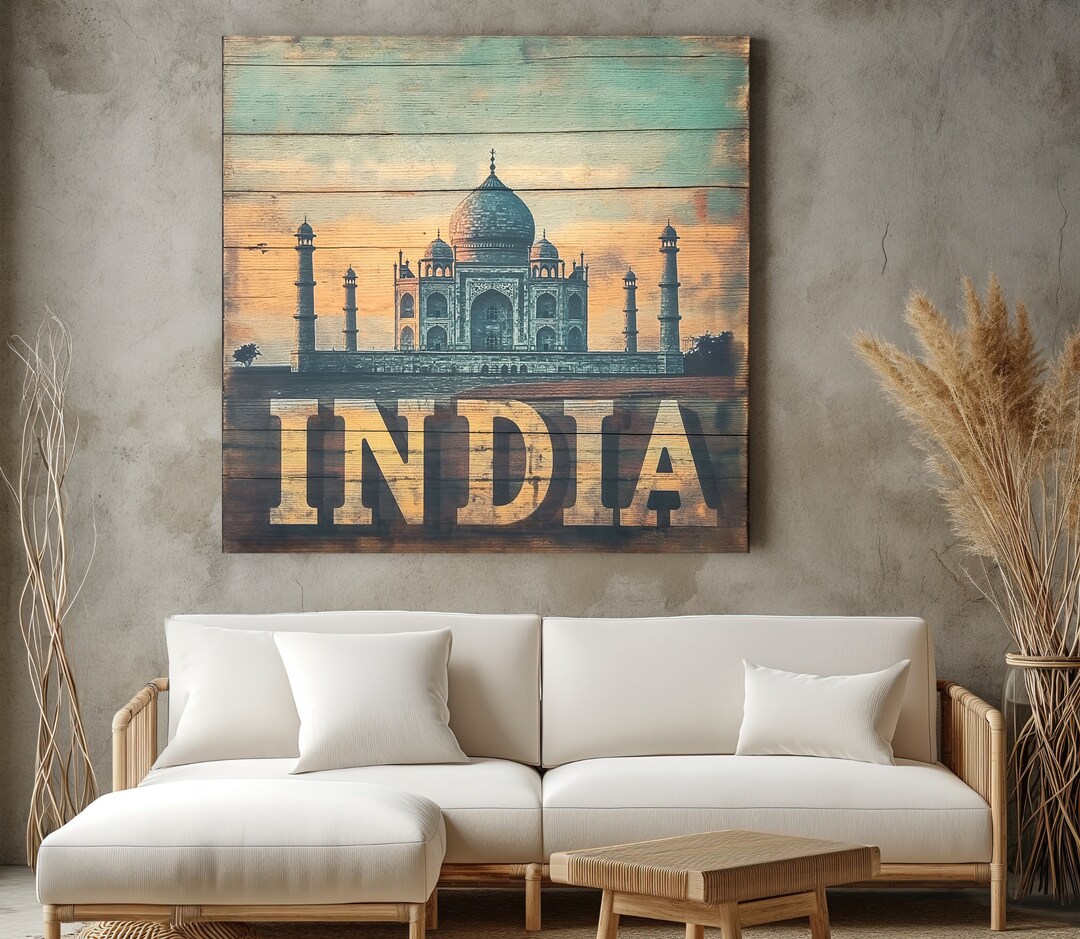 India Wood Background Canvas Sign, India Wall Art, Indian Restaurant ...