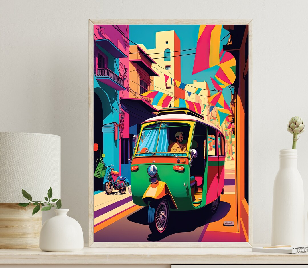 Pakistan Auto Rickshaw Print, Lahore Painting, Pakistan Wall Art ...