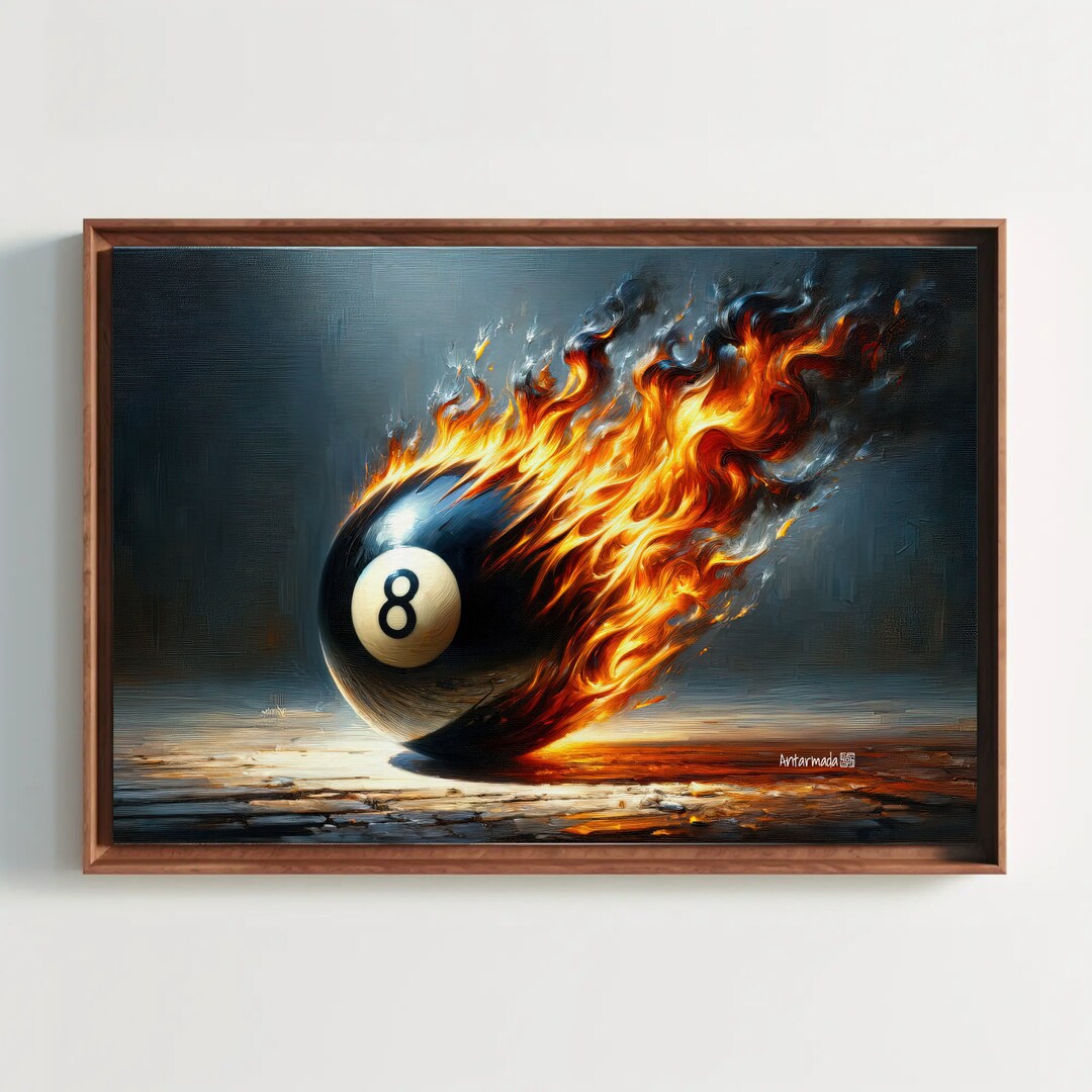Pool Game Room Decor, Meteor 8 Ball Canvas Painting, Man Cave Decor ...