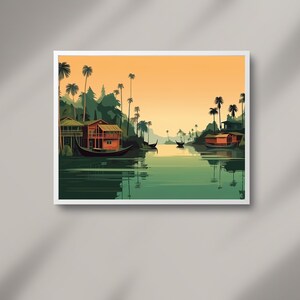Kerala Backwaters Art | Kerala Backwaters Art | South Indian Scenery ...