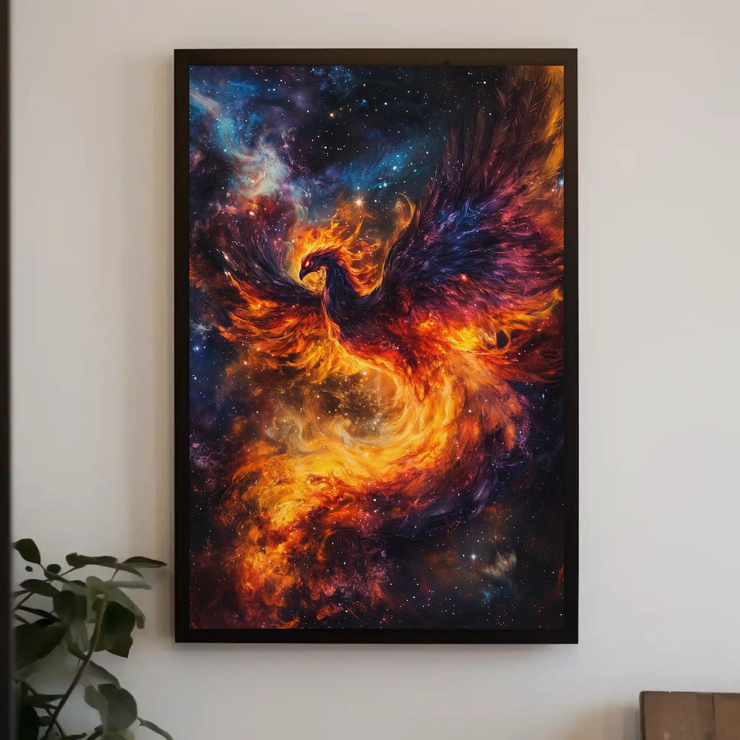 Rising Phoenix Canvas Art | Cosmic Galaxy, Mythical Bird - Etsy