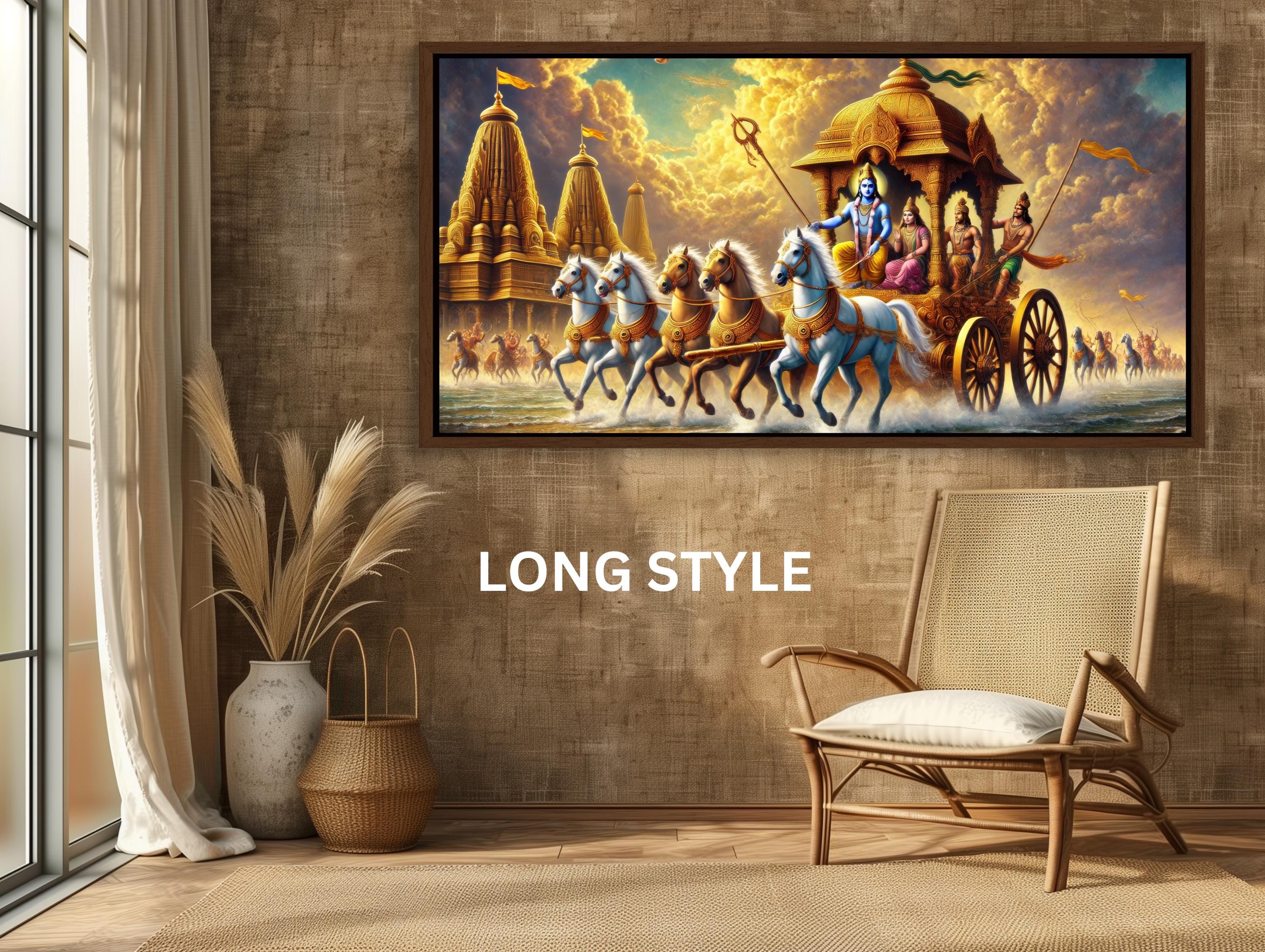 Epic of Mahabharata Painting Canvas Print | Indian Landscape Wall Art ...