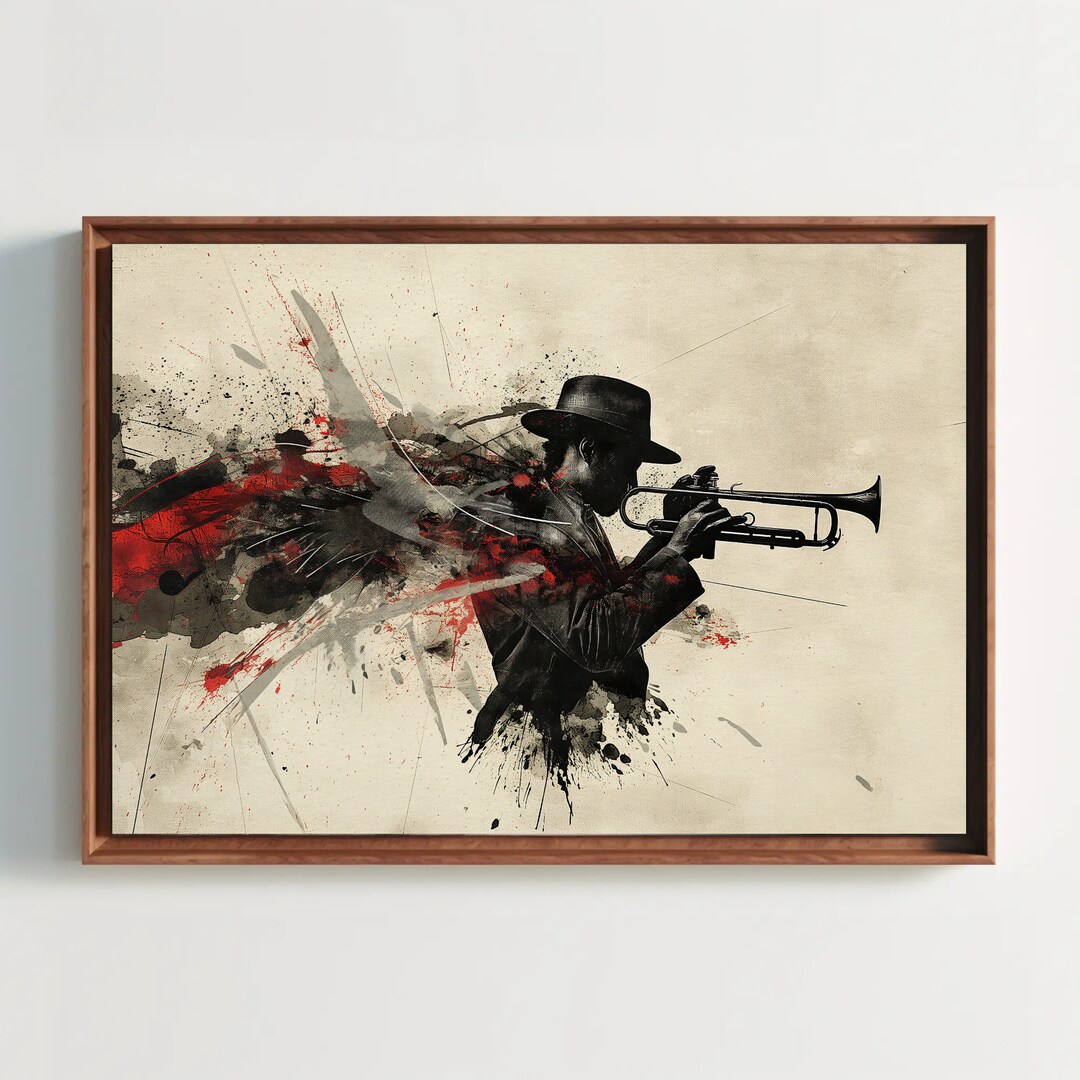 Jazz Music Abstract Painting, Canvas Print, Framed Musical Art Poster ...