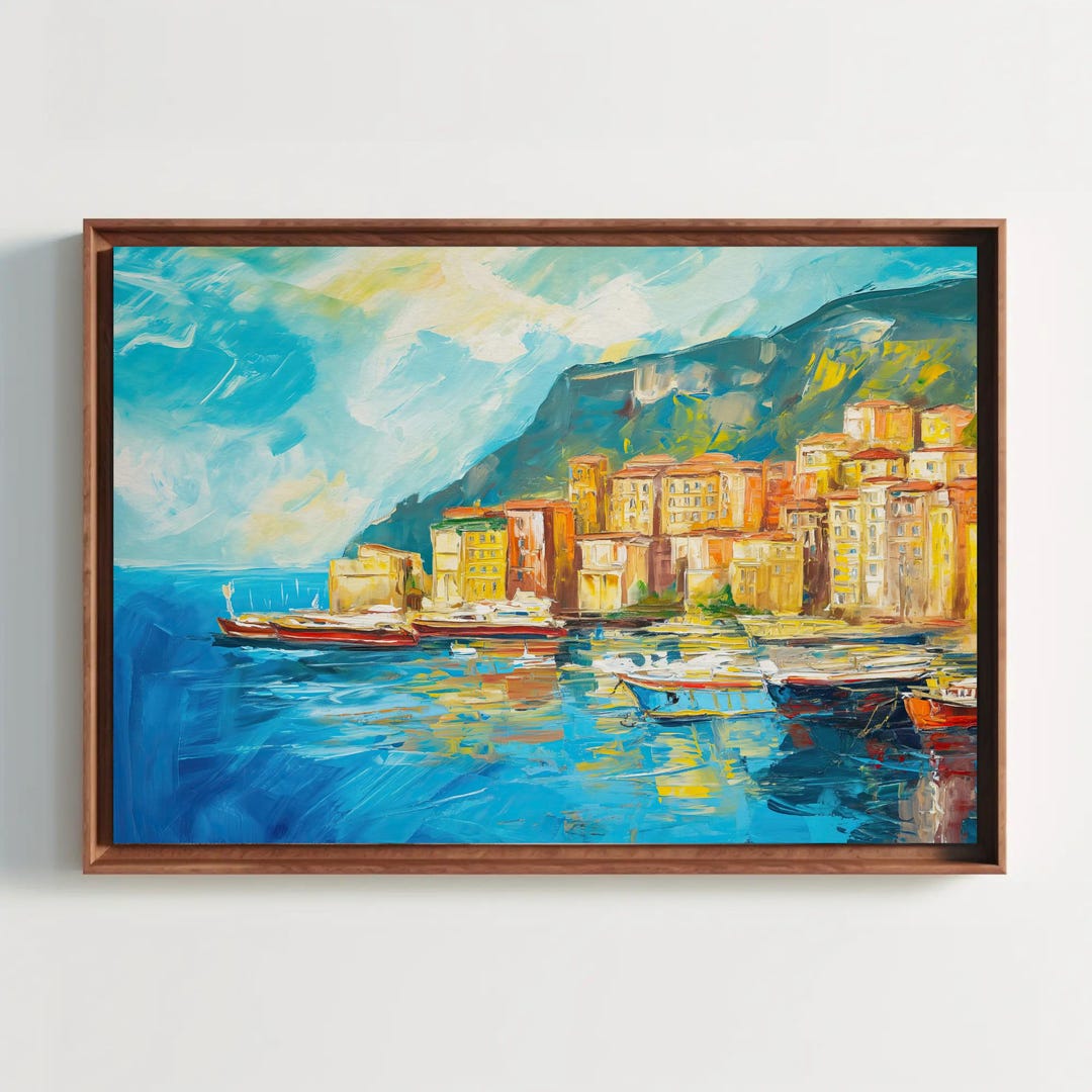 Monaco Canvas Print Monte Carlo Beach Poster Wall Art Landscape Oil ...