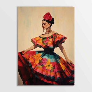 Mexican Folk Dance Wall Art | Mexican Painting on Canvas | Mexican Gift ...