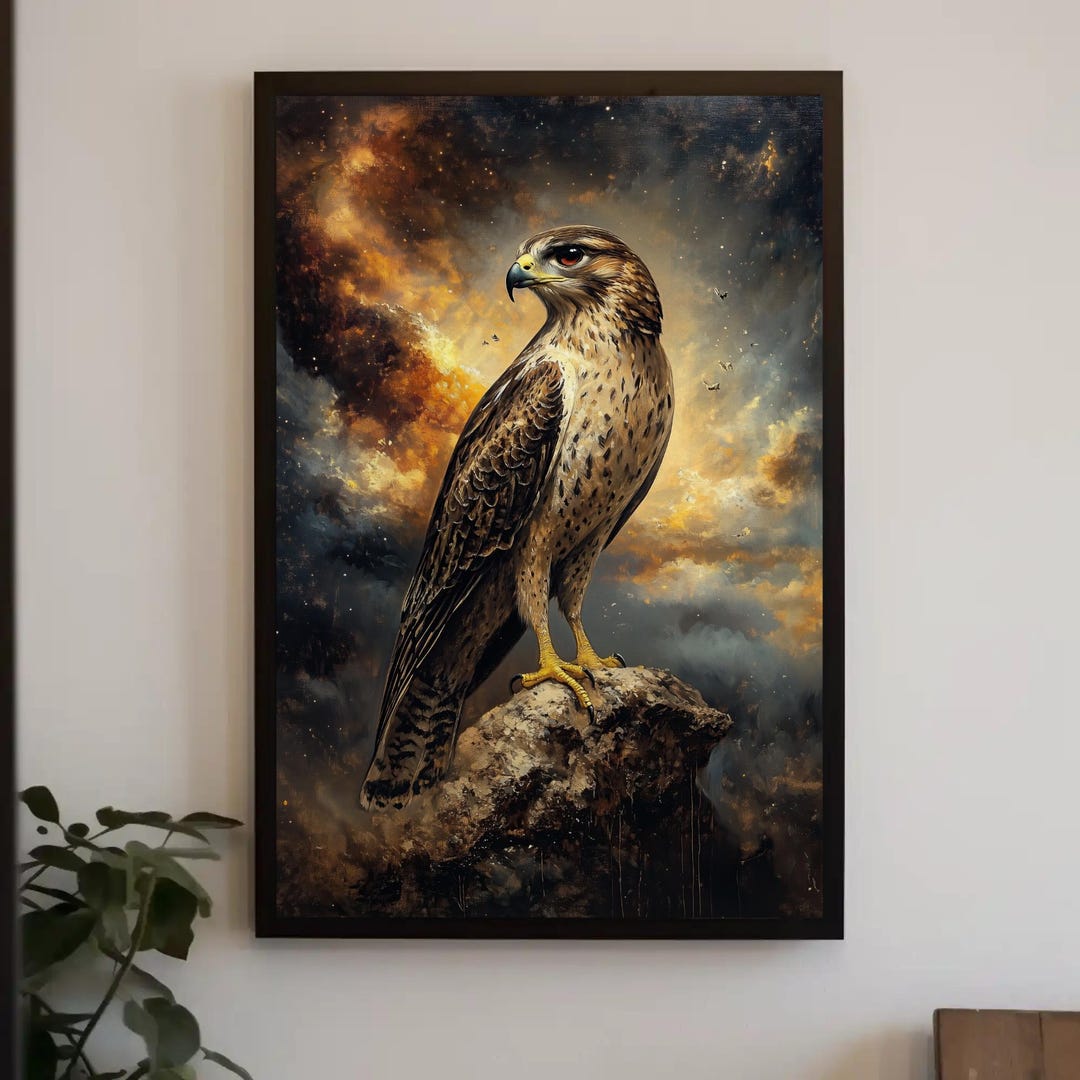 Majestic Falcon Painting Canvas Print | Bird Wall Art | Wildlife Nature ...