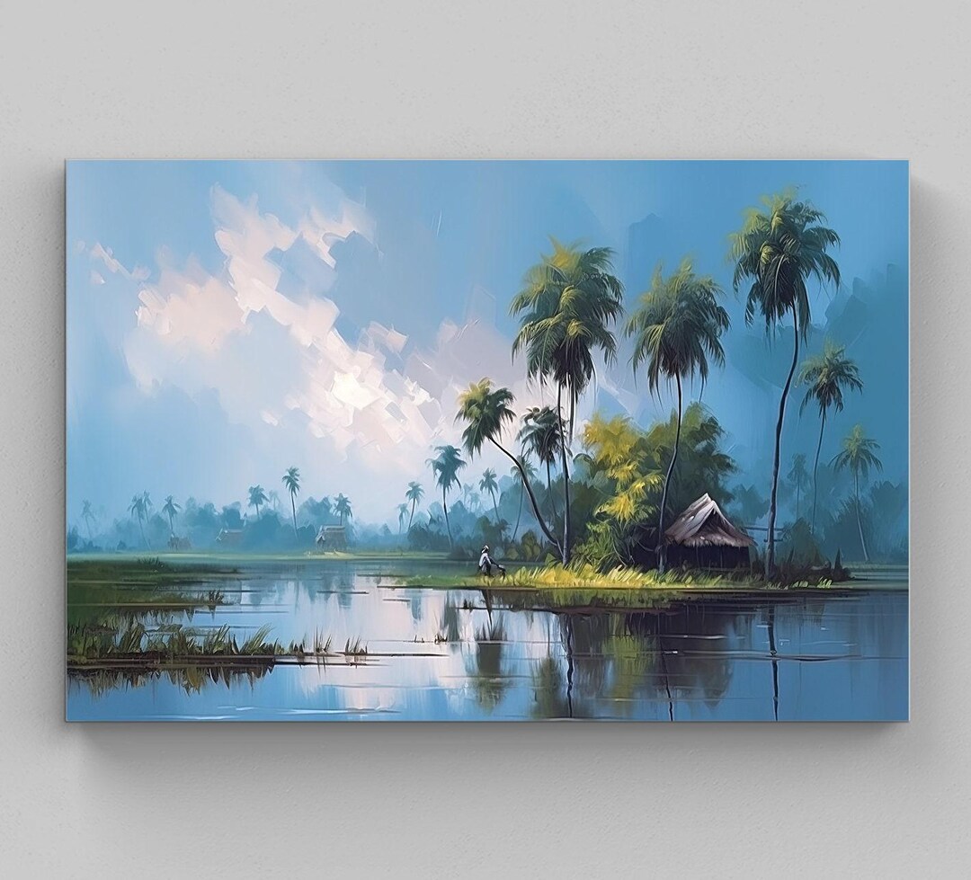 Kerala Backwaters Print, South Indian Landscape Art - Etsy