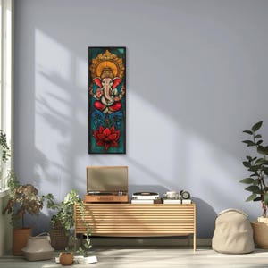 Lord Ganesha Tall Narrow Vertical Canvas Print, Indian Wall Art, Framed ...