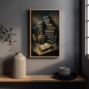 Dark Academia Books Canvas Print Gothic Library Wall Art Scholarly ...