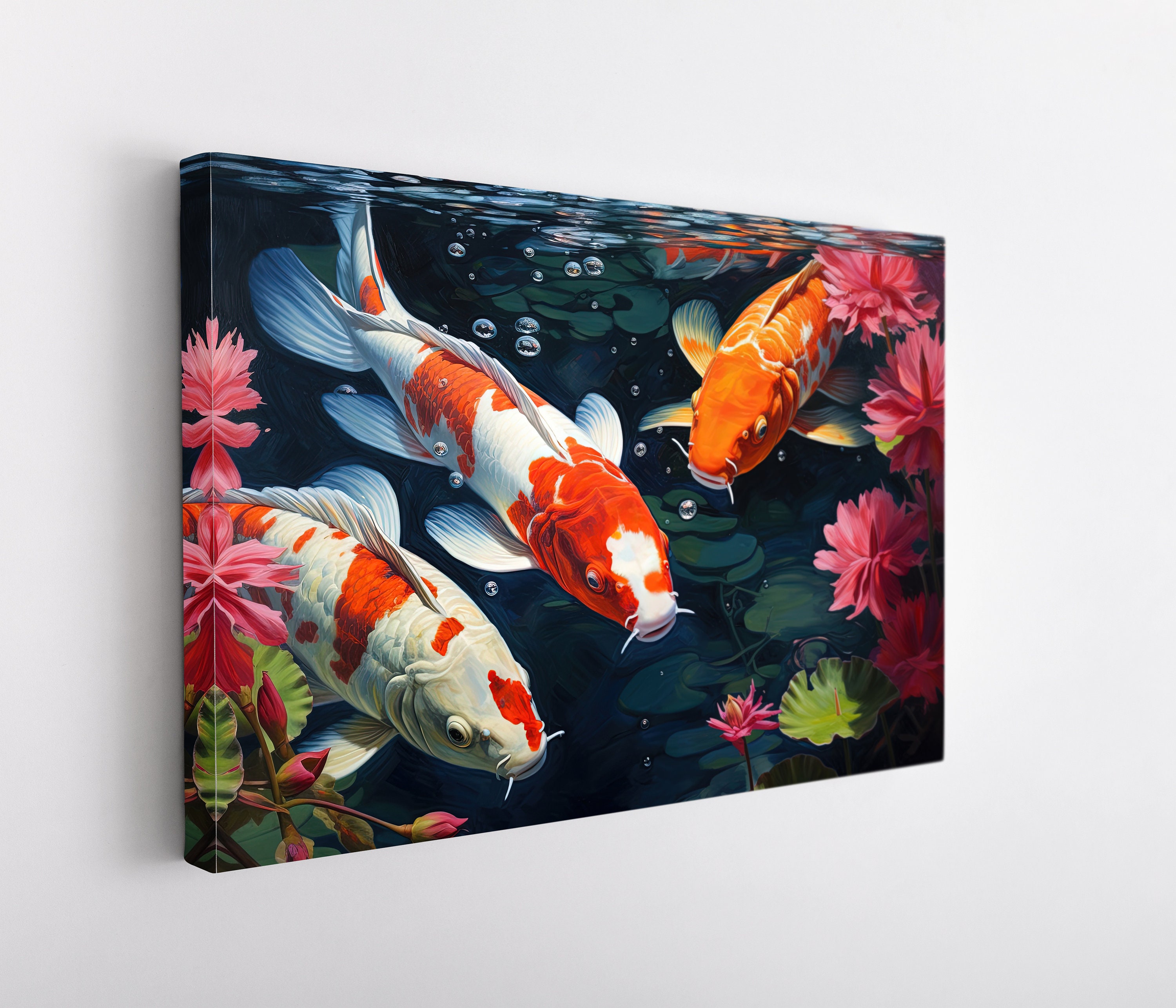 Koi Fish Pond Wall Art Koi Fish Art Koi Fish Canvas Prints - Etsy