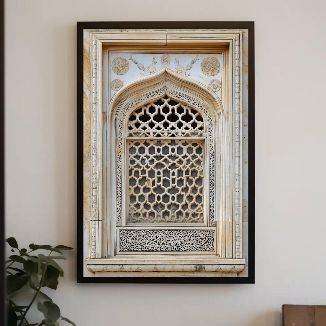 White Jaali Indian Canvas Print, Traditional Indian Wall Art, Indian ...