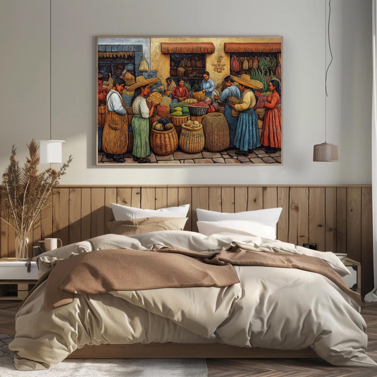 Mexican Market Scene Canvas Print | Vibrant Cultural Wall Art ...