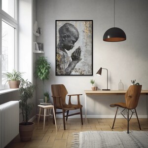 African Child Praying Wall Art, Extra Large Canvas Print, African ...