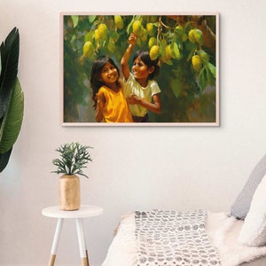 Happy Children Under a Mango Tree, Mango Art Print, Indian Artwork ...