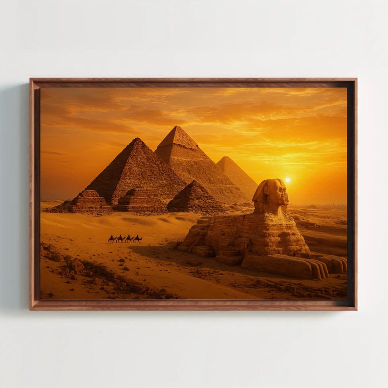 Giza Pyramids Canvas Print, Sphinx Sunset, Ancient Egypt Wall Art - Etsy