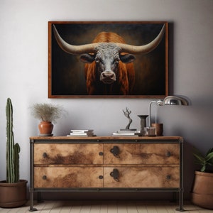 Texas Long Horn Large Wall Art, Rustic Cowboy Home Decor, Southwestern ...