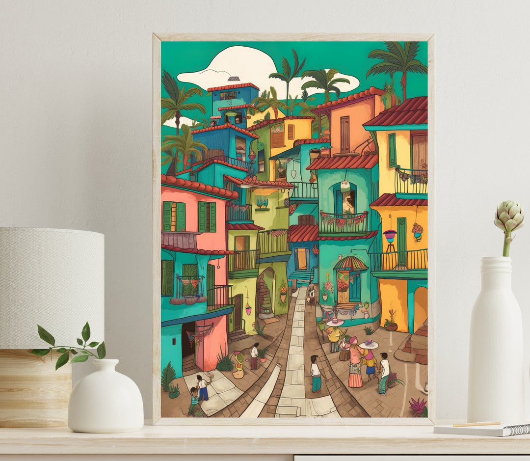Cartagena Travel Print - Caribbean Art Deco Poster - Colombia Wall ...
