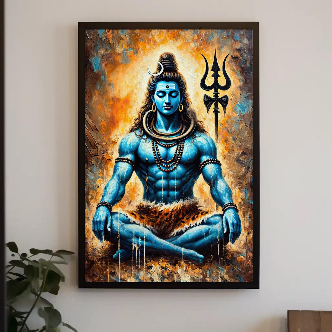 Modern Abstract Shiv Shakti Painting, Hindu Spiritual Wall Art, Indian ...