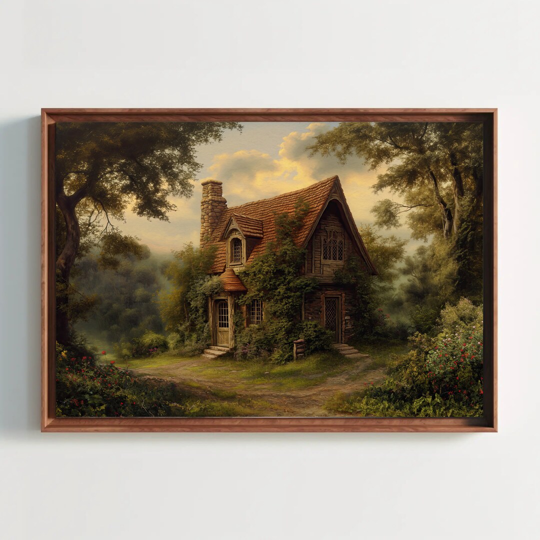 Victorian Era Vintage House in a Forest Canvas Print, Victorian Art ...