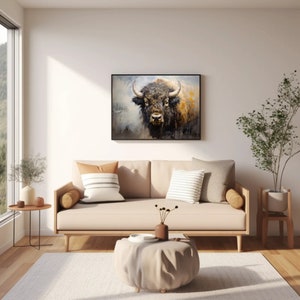 Bison American Buffalo Wall Art, Minimal Animal Prints, Abstract ...