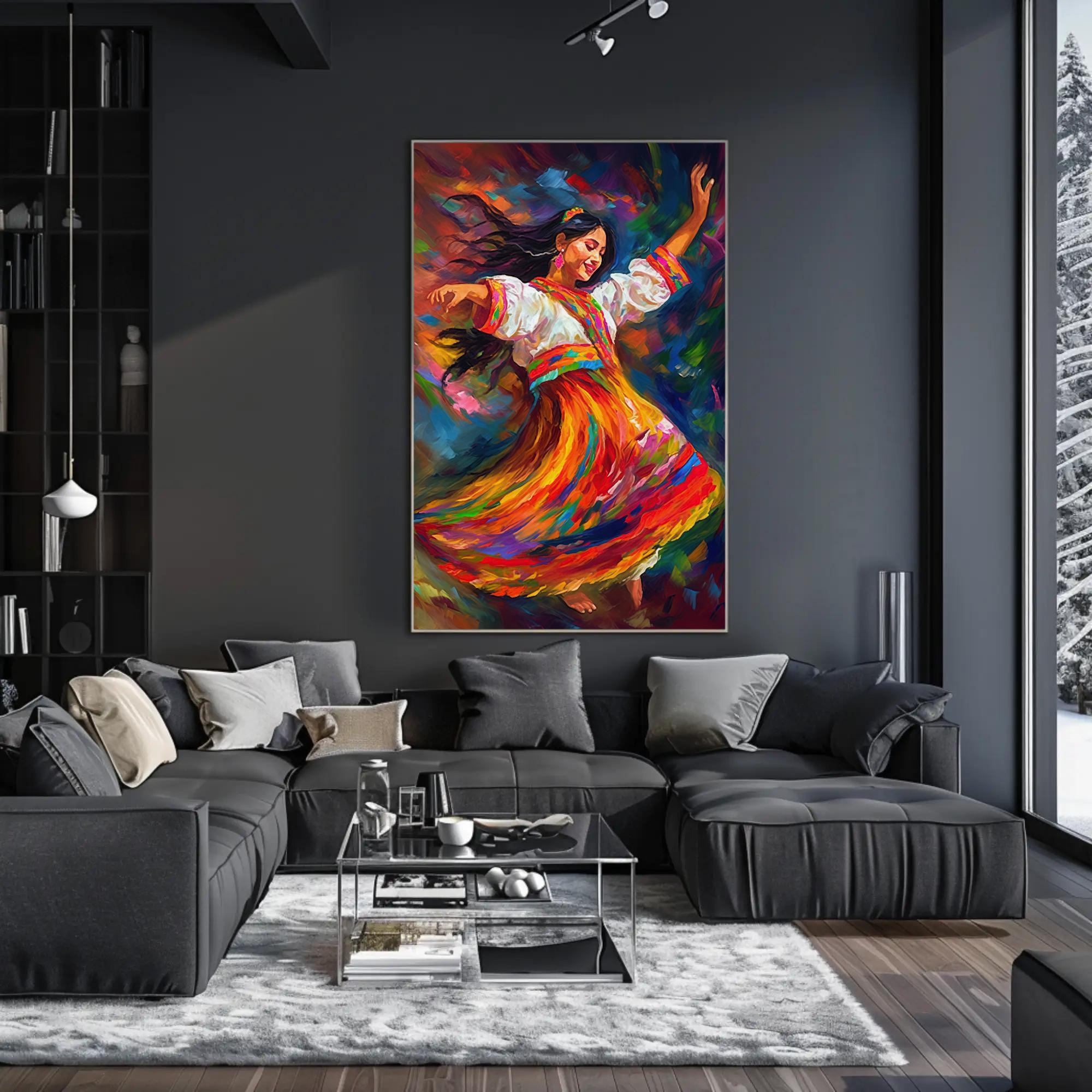 Peruvian Dancer Oil Painting | Framed Cultural Canvas Wall Art - Etsy