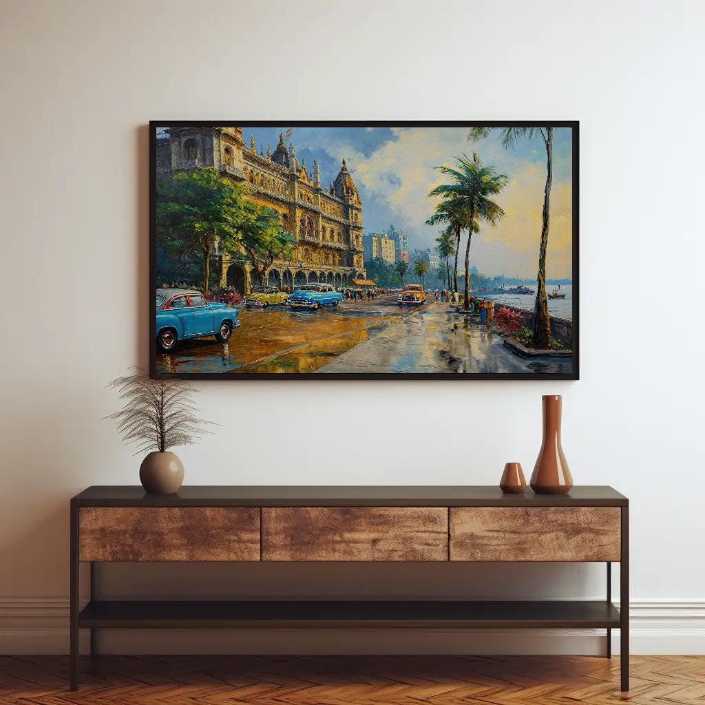 Mumbai Costal Canvas Print, Mumbai Painting, Indian Wall Decor, Bombay ...