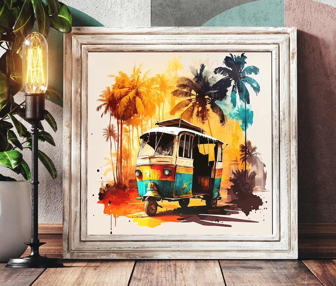 Mumbai Rickshaw Art | Auto Rickshaw Print Tuk Tuk Colorful Wall Decor ...