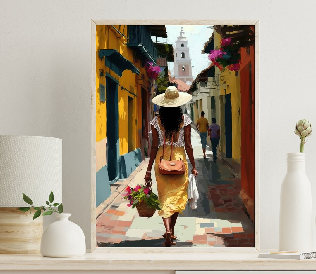 Colombia Woman Art, Colombia Painting, Cartagena Travel Print ...