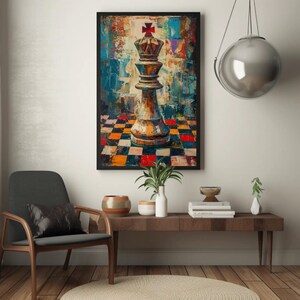 Chess King Canvas Wall Art - Poster Chess Background Painting ...