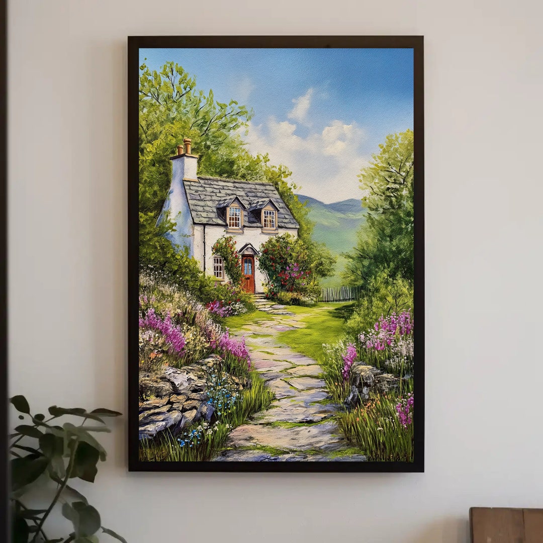 Welsh Cottage Painting Extra Large Canvas Print Wales Wall Art British ...