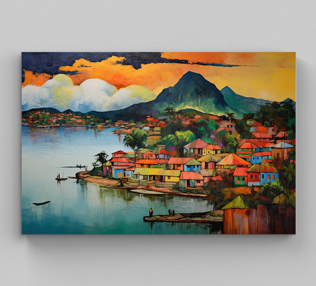 Guatapé Wall Art, Large Canvas Print, Guatape Poster, Guatape Painting ...