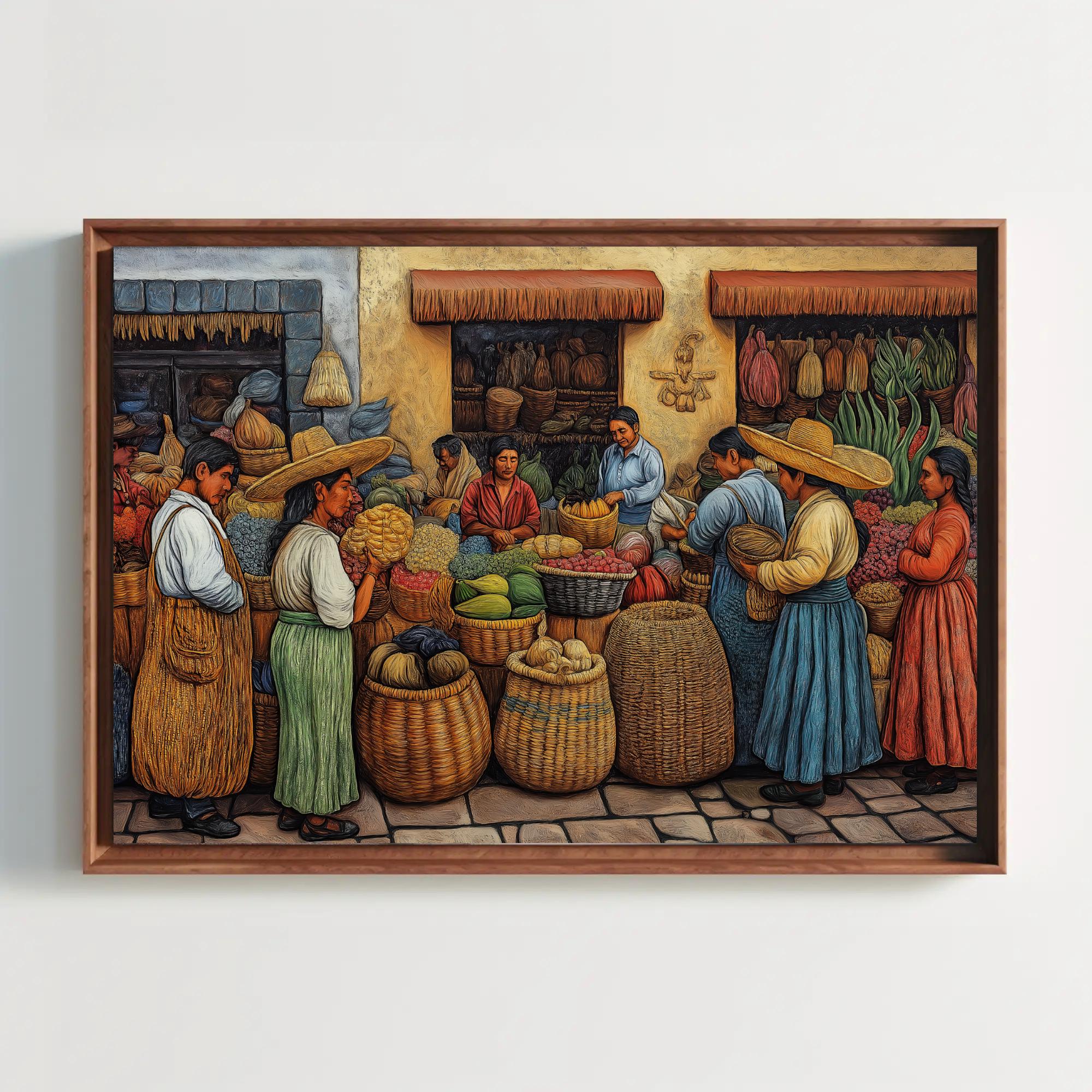 Mexican Market Scene Canvas Print | Vibrant Cultural Wall Art - Etsy