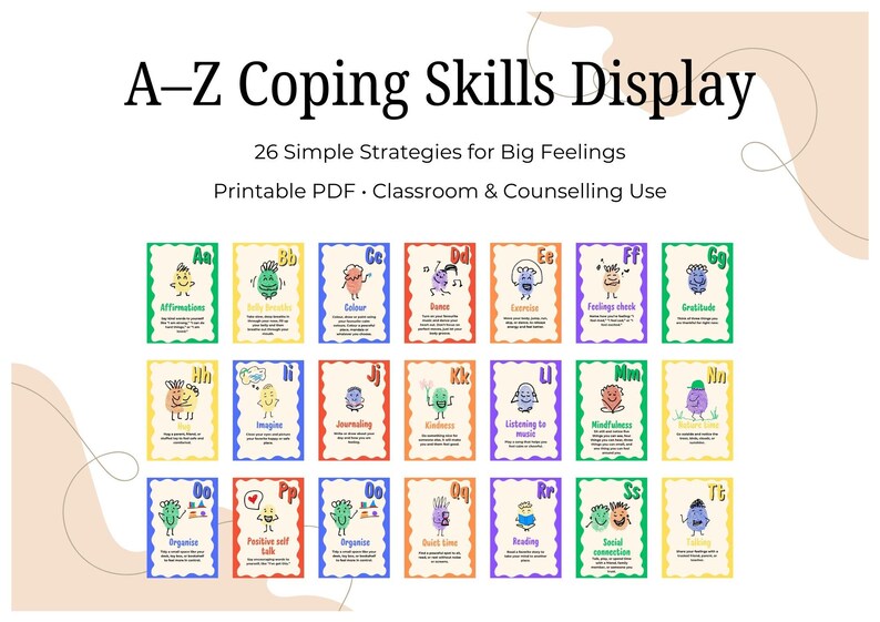 A-Z Coping Skills Chart – Classroom Calming Corner (PDF Download) - Etsy