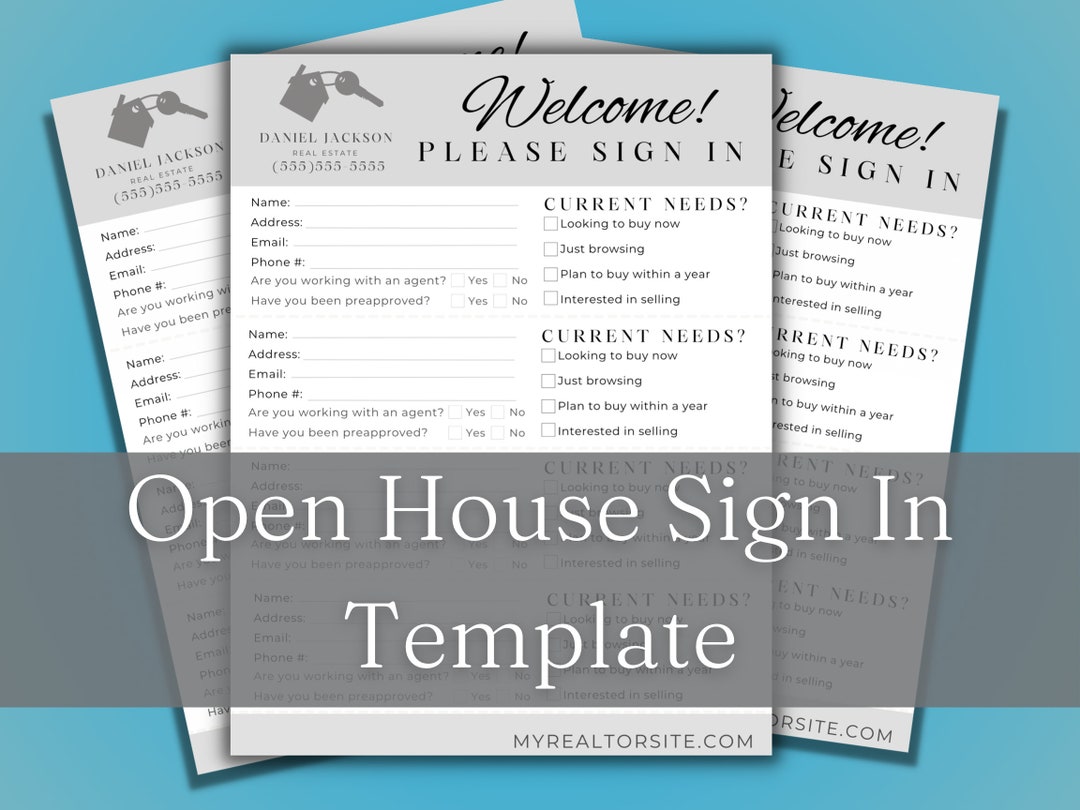 Open House Sign-in Sheet Template for Realtors and Real Estate Agents ...
