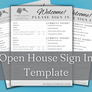 Open House Sign-in Sheet Template for Realtors and Real Estate Agents ...