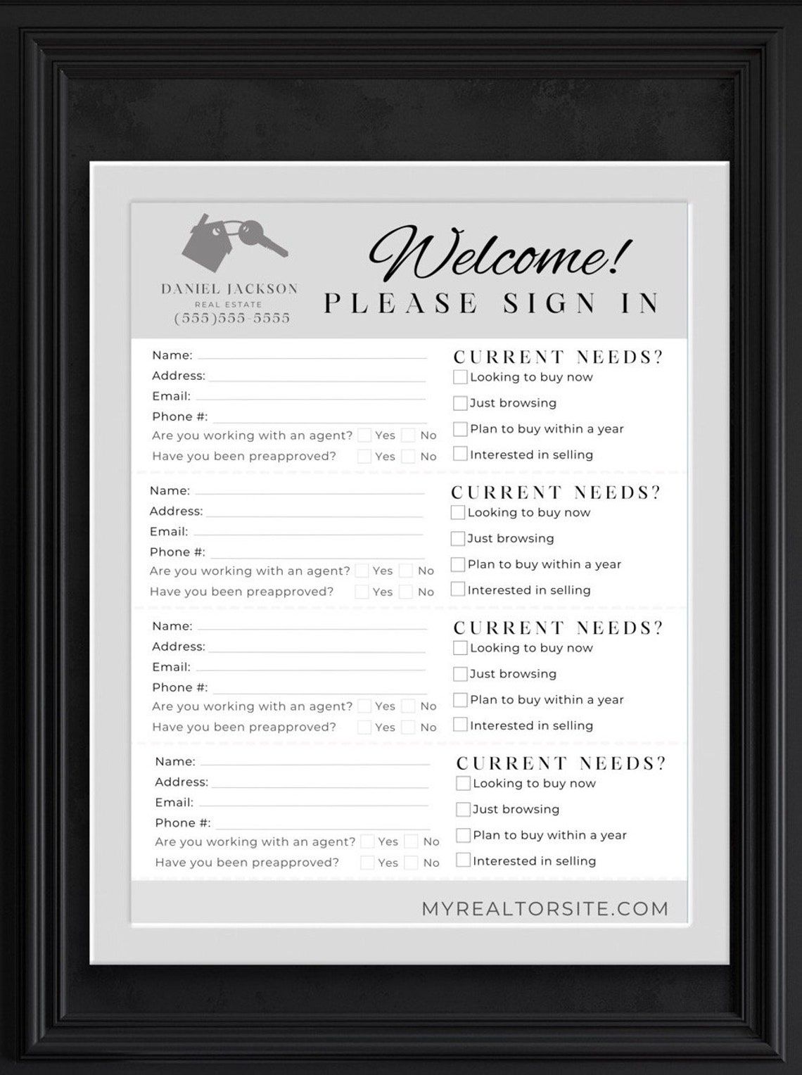 Open House Sign-in Sheet Template for Realtors and Real Estate Agents ...
